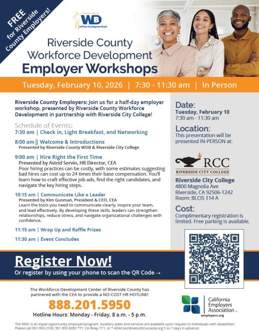 Hire Right & Communicate Like a Leader Employer Workshop with RCC | Riverside County Workforce ...
